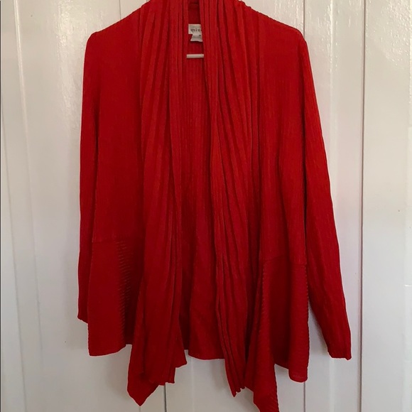 Misook | Sweaters | Misook Exclusively Knit Red Waterfall Cardigan Sm ...